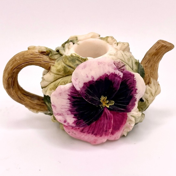 Accents | Miniature Pansy Teapot Collectible Missing Lid Dollhouse ...